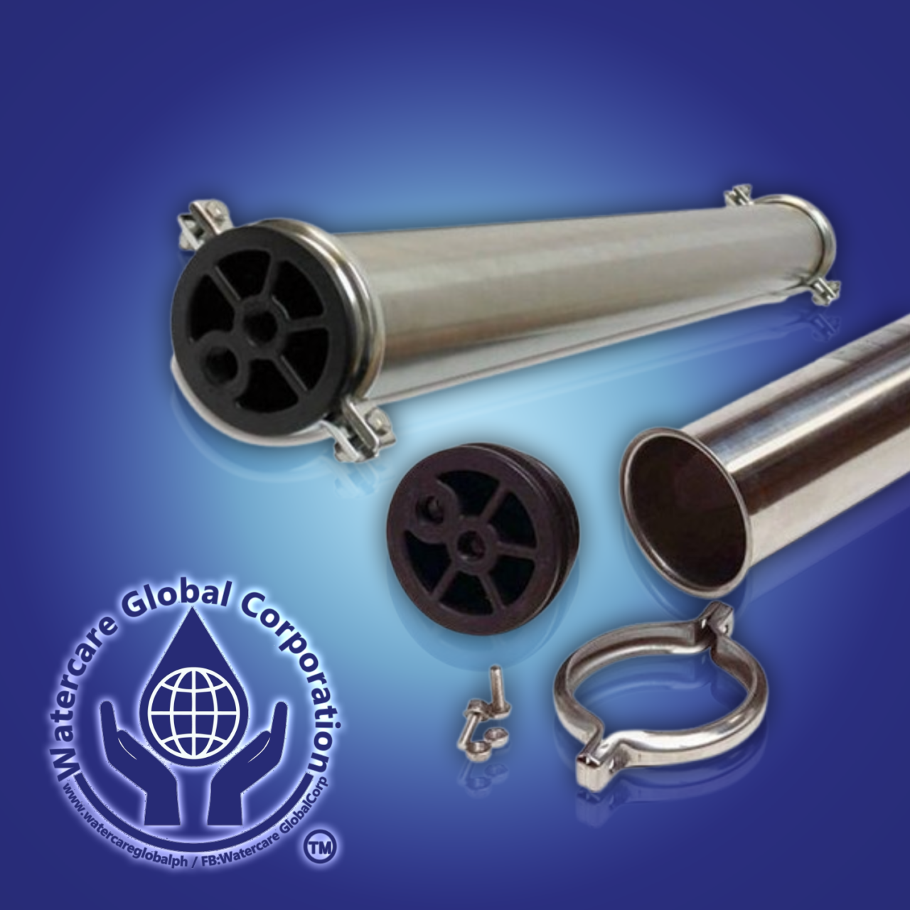 Stainless RO Vessel 4040 Plastic end cap Seamless KS - WaterCare Global ...